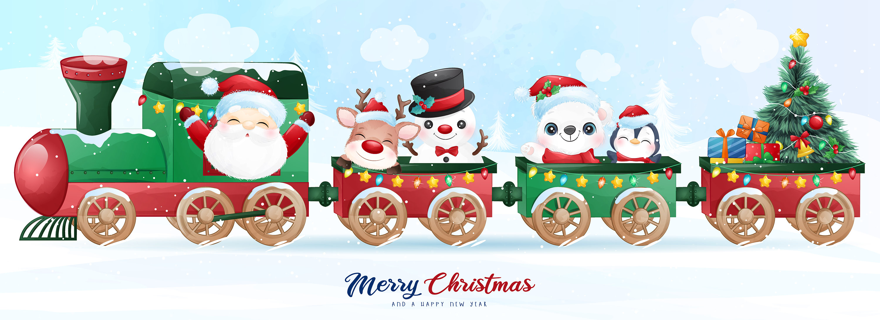 Christmas Train Clipart