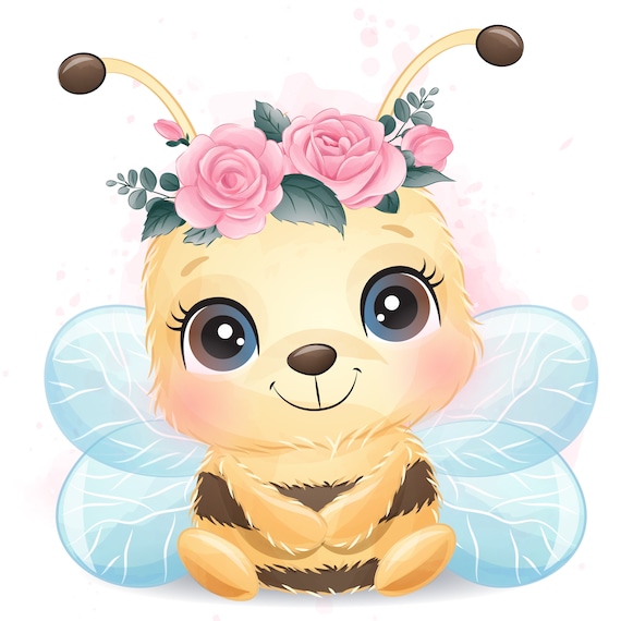 Cute Bee Clipart With Watercolor Illustration - Etsy