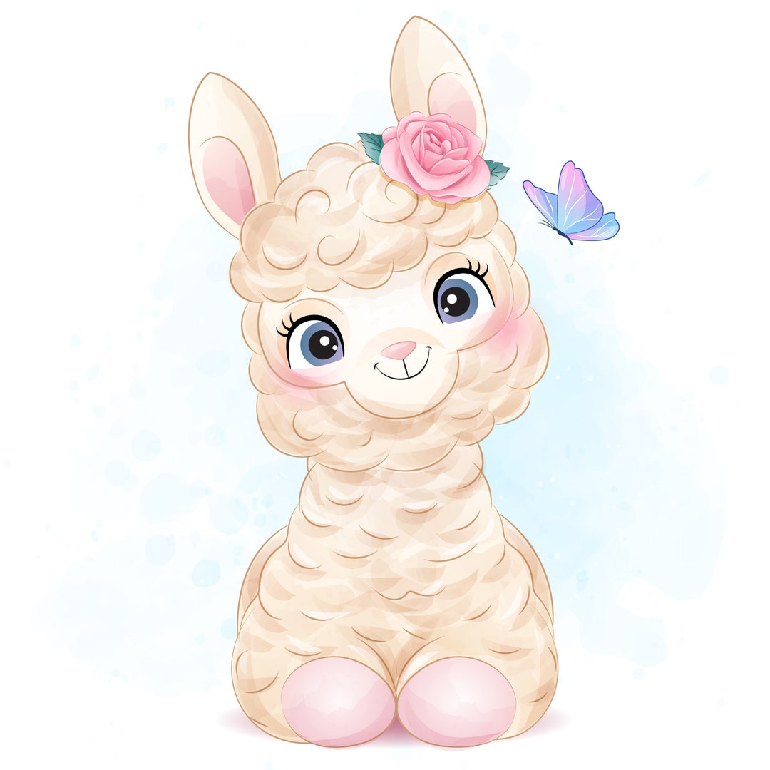 Cute Alpaca Clipart Set With Watercolor Illustration - Etsy