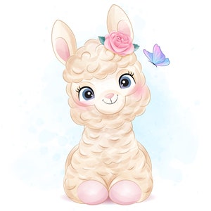 Cute Alpaca Clipart Set With Watercolor Illustration - Etsy