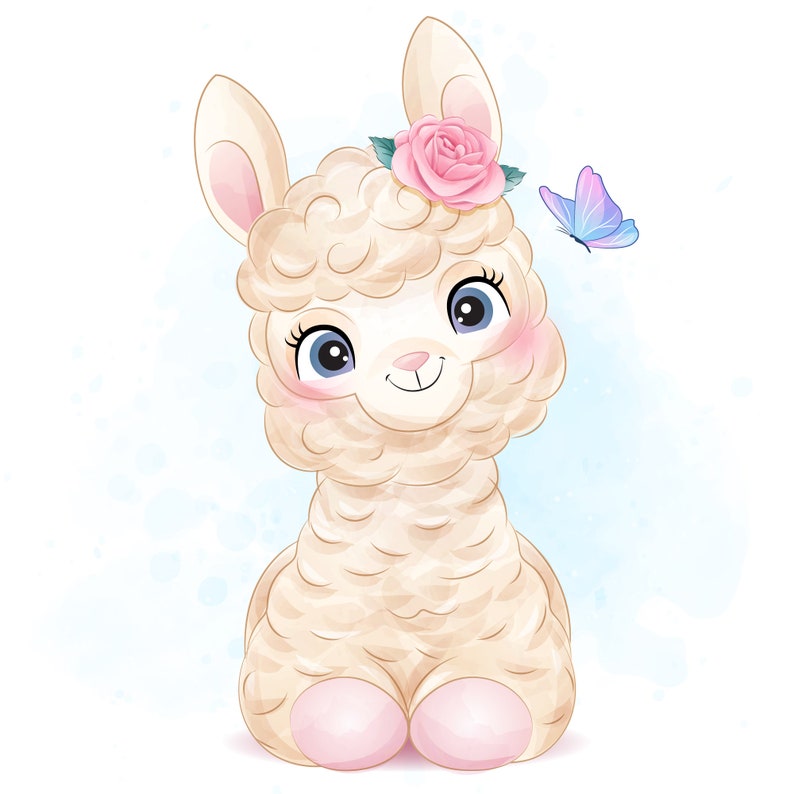 Cute Alpaca Clipart Set With Watercolor Illustration - Etsy