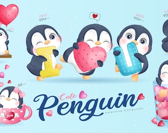 PRINTABLE Cute Penguin Valentine's Day Cards Classroom Valentine's Day ...