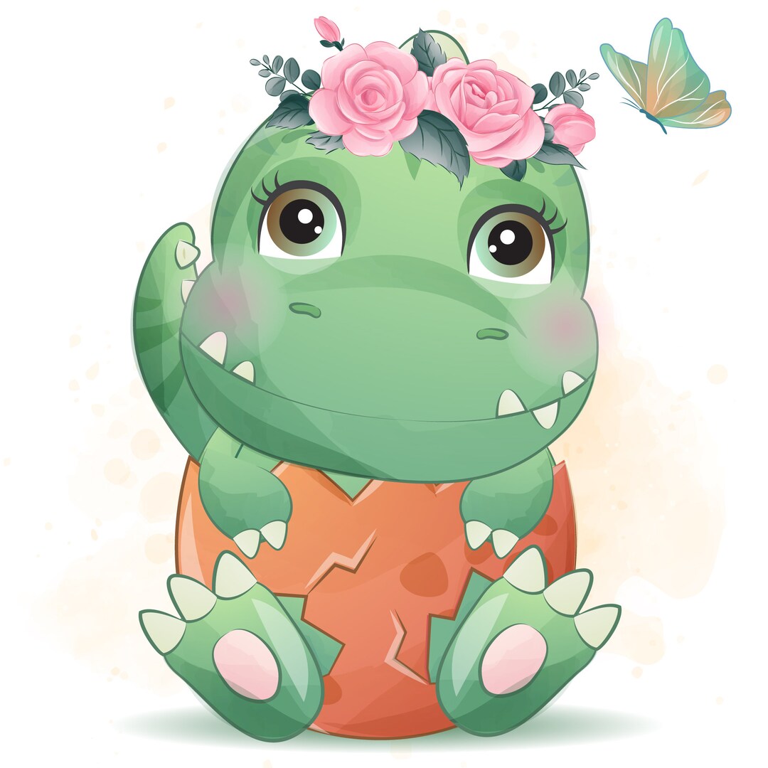 Cute Dinosaur Clipart With Watercolor Illustration - Etsy