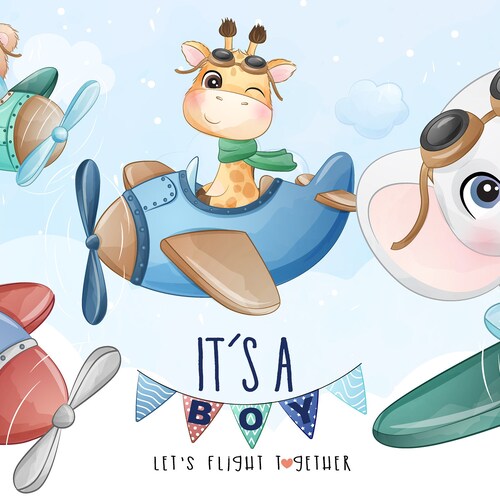 Cute Animals Train Clipart With Watercolor Illustration - Etsy
