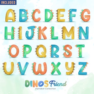 Doodle Dinosaurs With Full Set Alphabet Digital Clipart. - Etsy