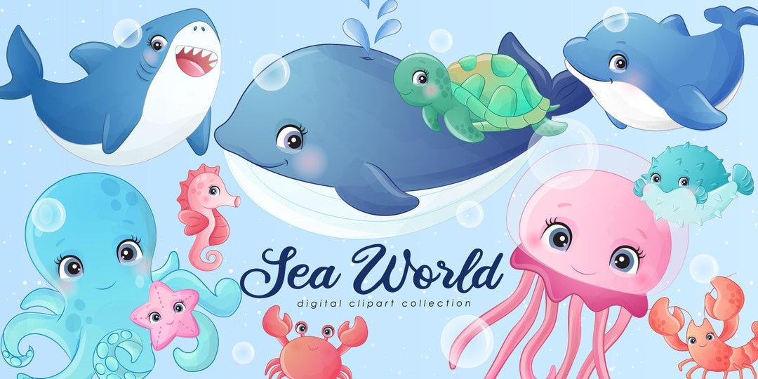 Cute Sea World Digital Clipart Collection - Etsy
