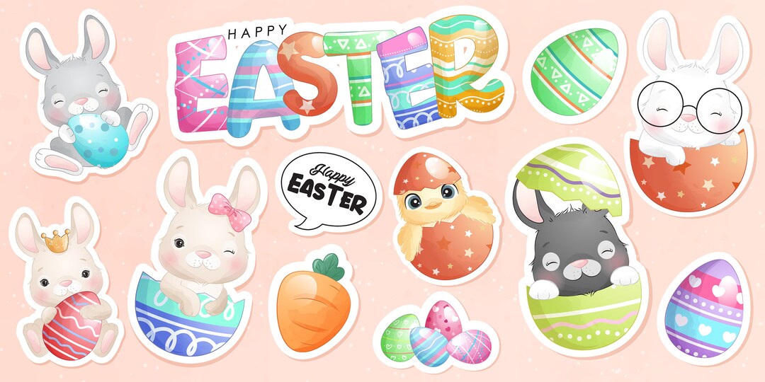 Cute Little Rabbit for Happy Easter Clipart With Watercolor ...