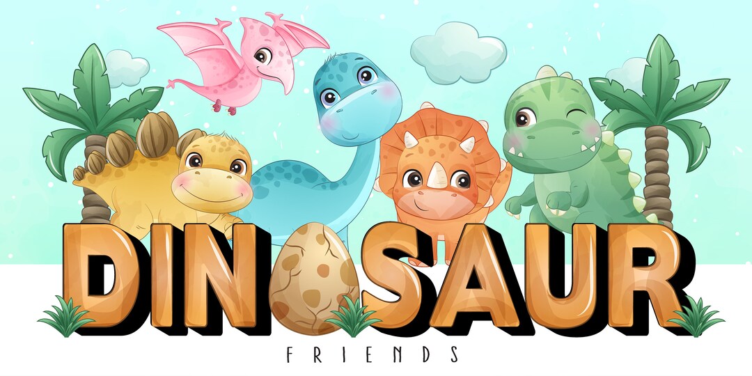 Cute Dinosaur Clipart Set With Watercolor Illustration - Etsy