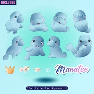 Doodle Manatee Digital Clipart Collection. Digital Download in PNG, JPG ...