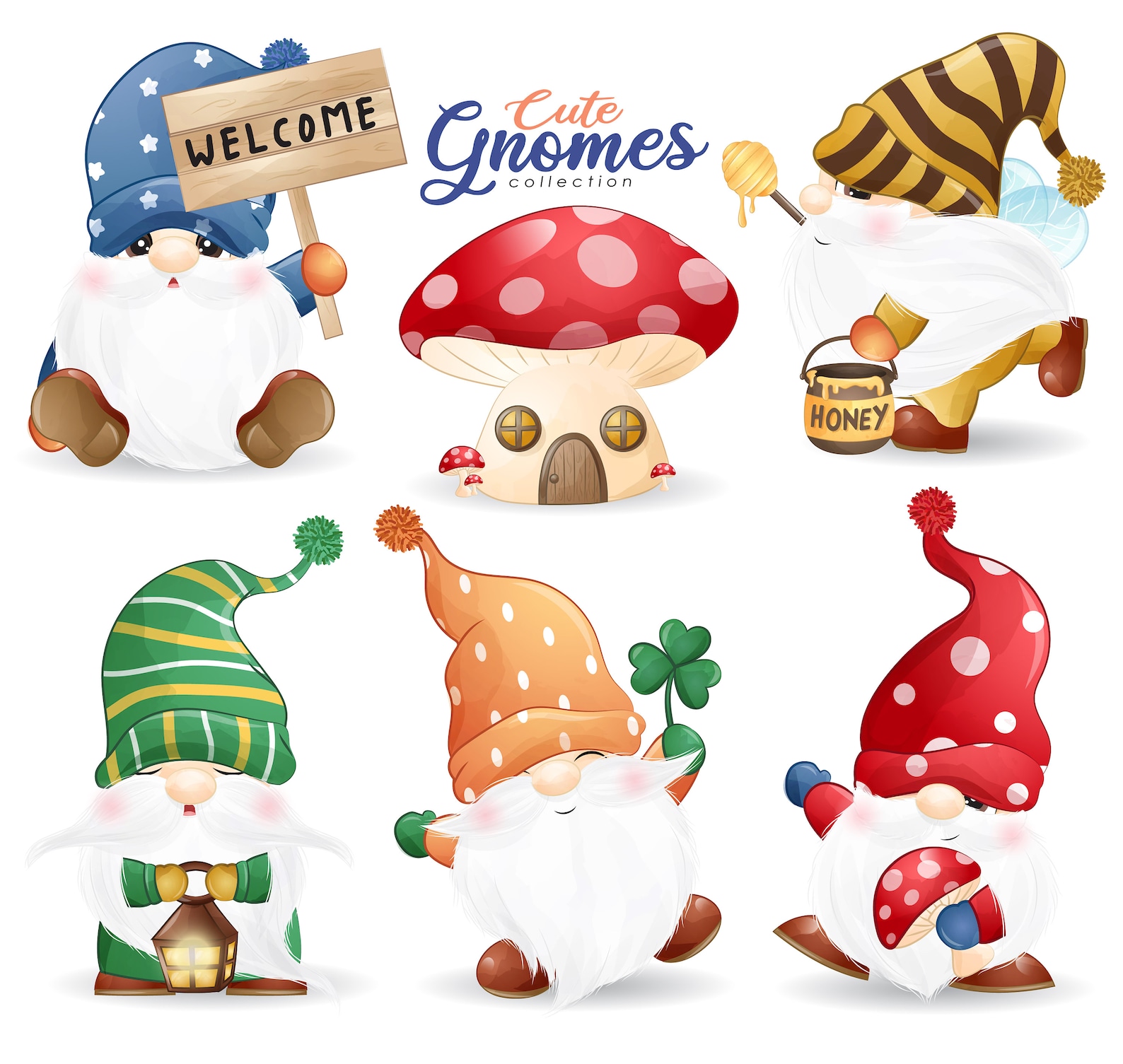 Cute Gnomes Character Clipart Set - Etsy