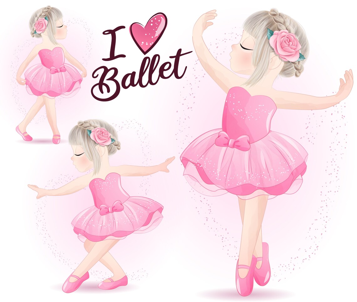 Cute Girl Ballerina Clipart With Watercolor Illustration - Etsy