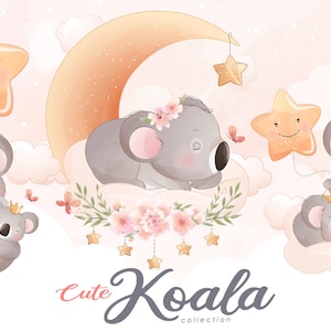 Cute Koala Clipart Set With Watercolor Illustration - Etsy