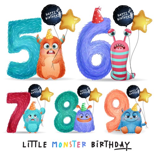 Cute Little Monsters Clipart With Watercolor Illustration - Etsy