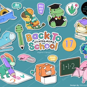 Doodle Dinosaurs Back to School Collection Digital Clipart Bundle ...
