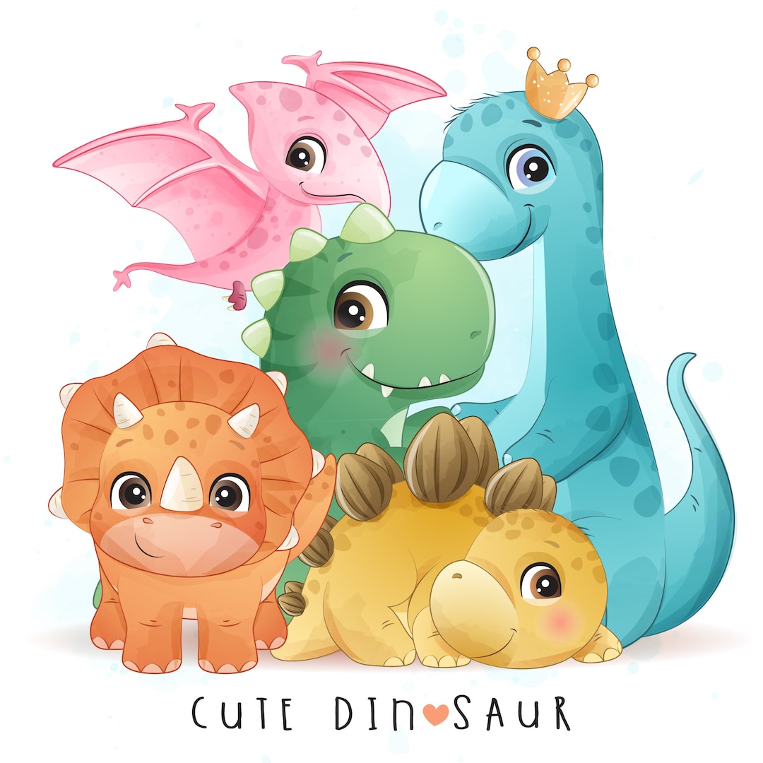 Cute Dinosaur Clipart With Watercolor Illustration - Etsy New Zealand