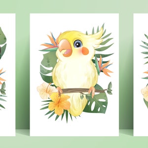 Cute Tropical Birds Clipart Set With Watercolor Illustration - Etsy