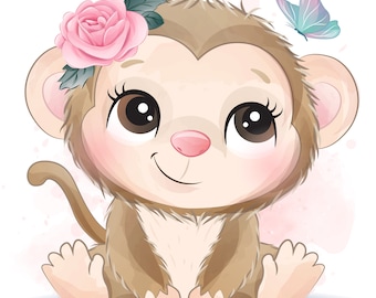 Cute Girl Monkey Clip Art