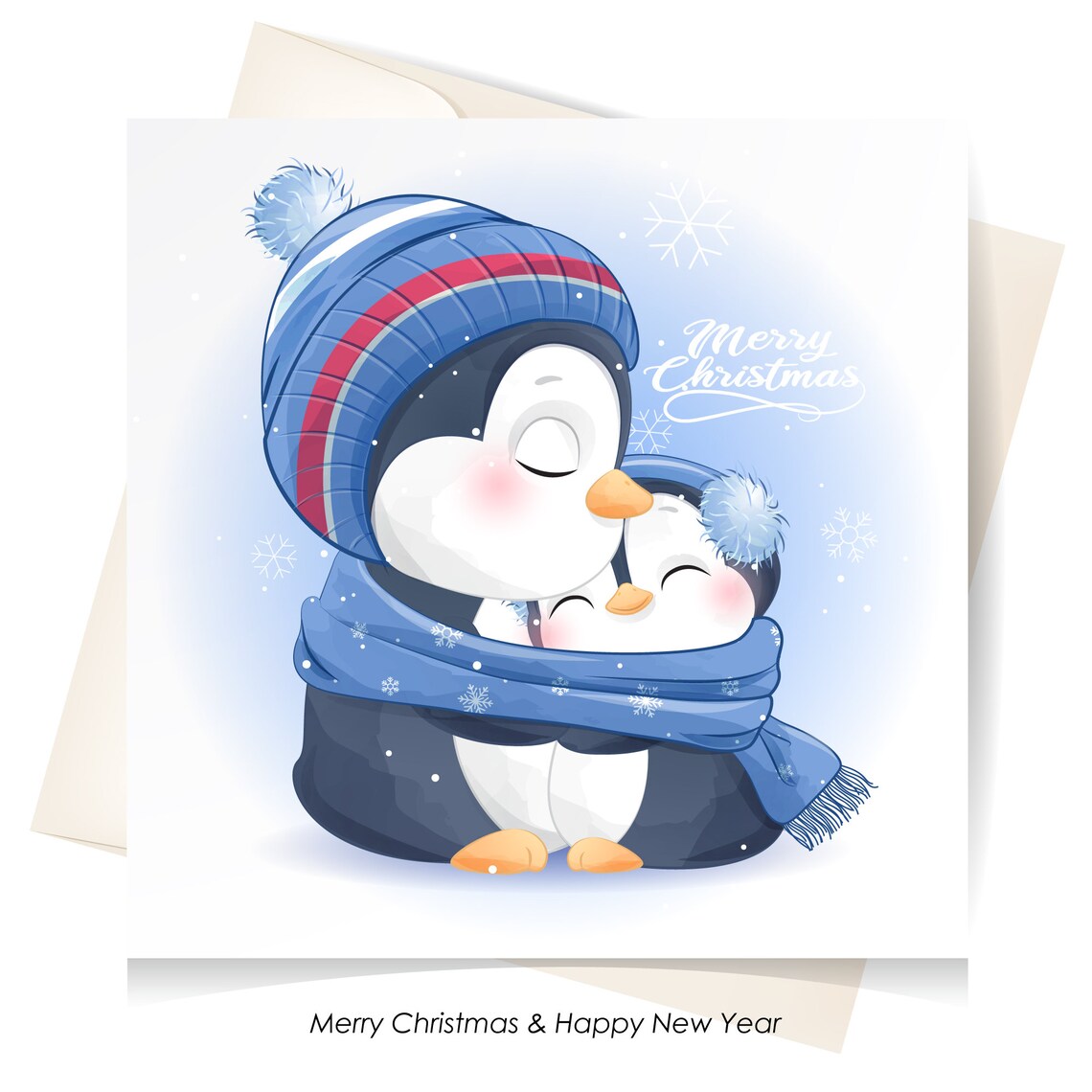 Cute Penguin for Merry Christmas Greeting Card Clipart - Etsy