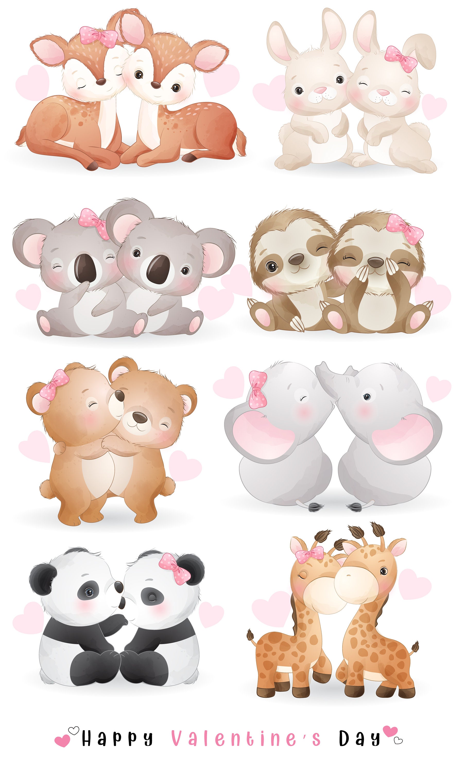 Cute Animals Couple Clipart Set - Etsy