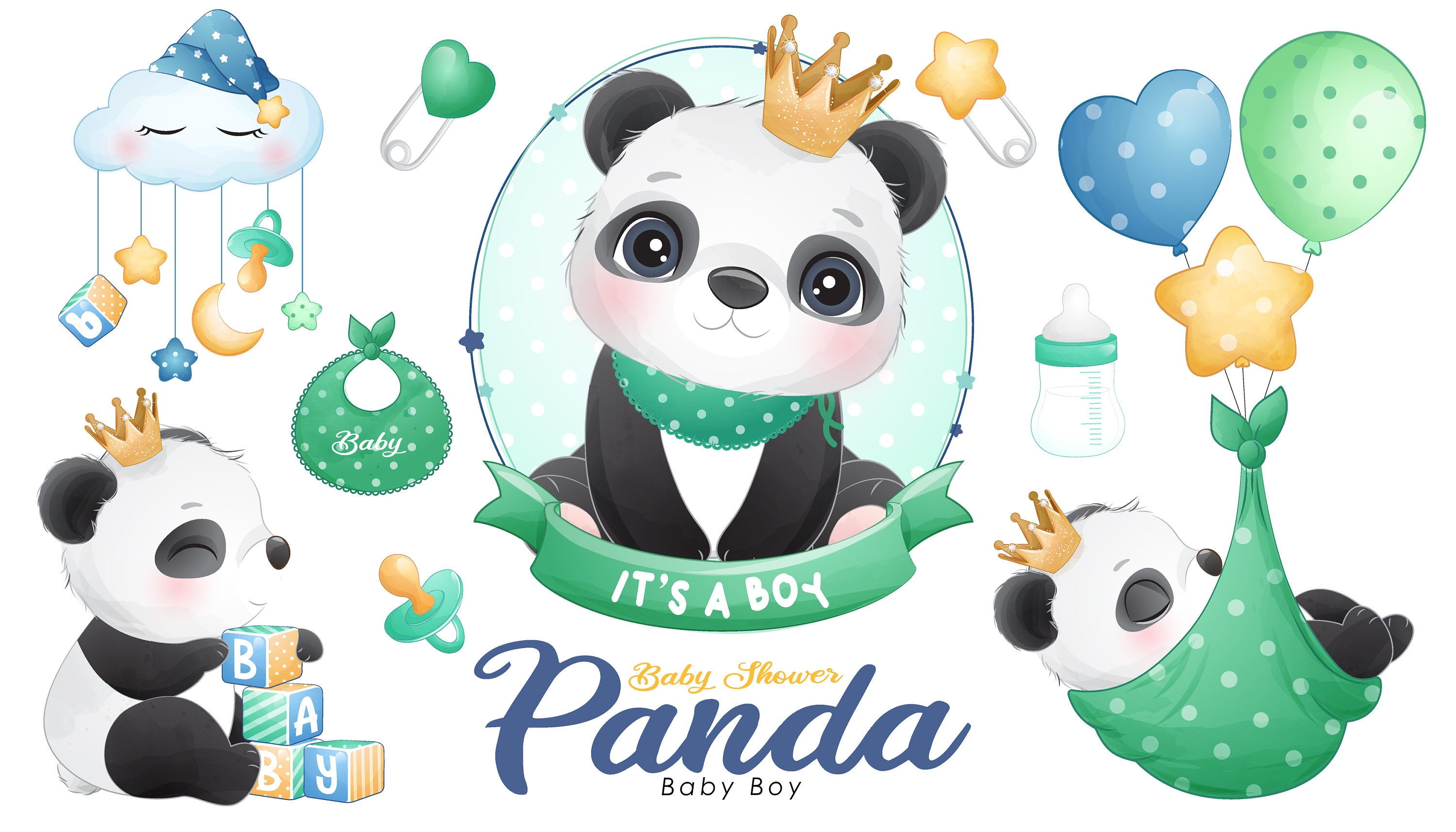 Baby Boy Panda Clipart