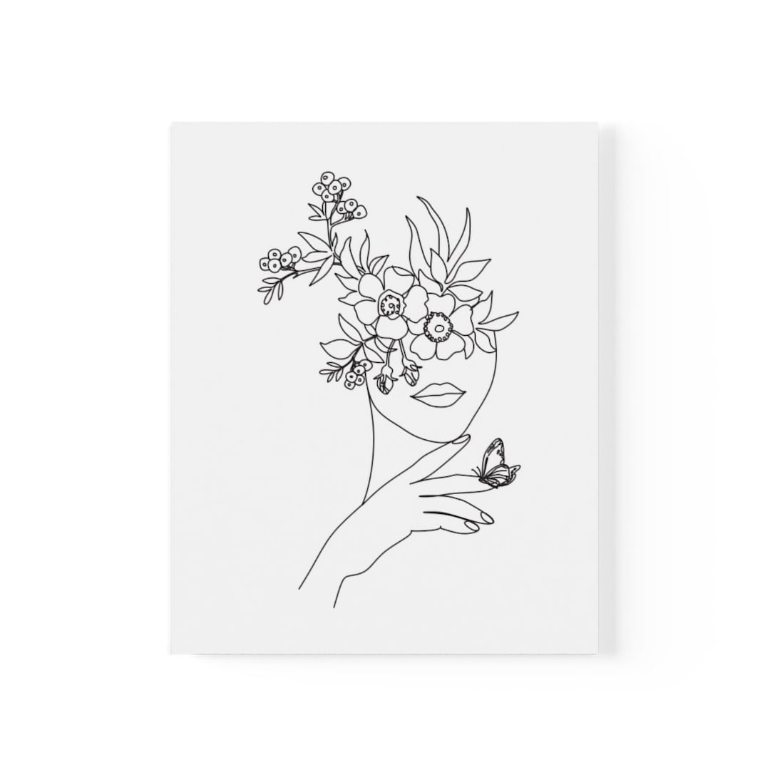 Flower Woman Line Art Wall Decor - Etsy