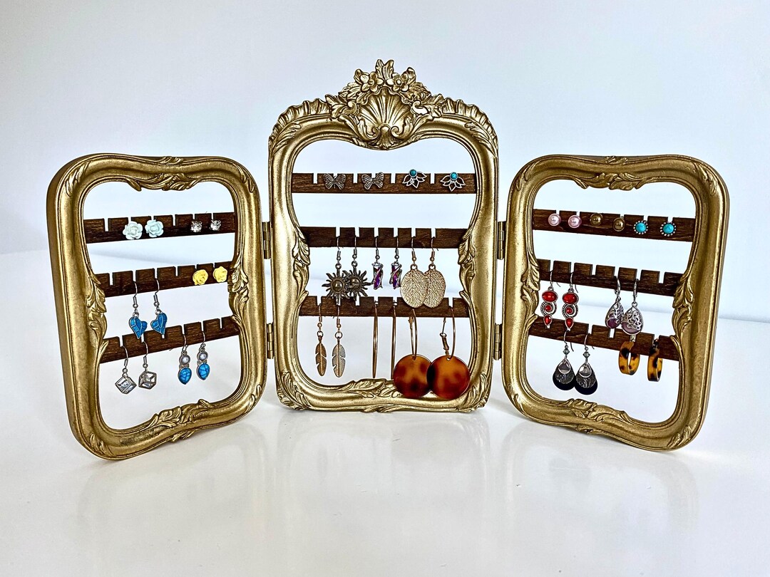 Tri-fold Free Standing Earring Organizer, Baroque Jewelry Stand ...