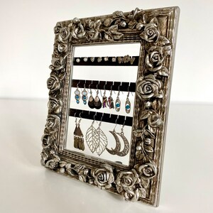 Silver Rose Frame Earring Holder, Tabletop Jewelry Organizer - Etsy