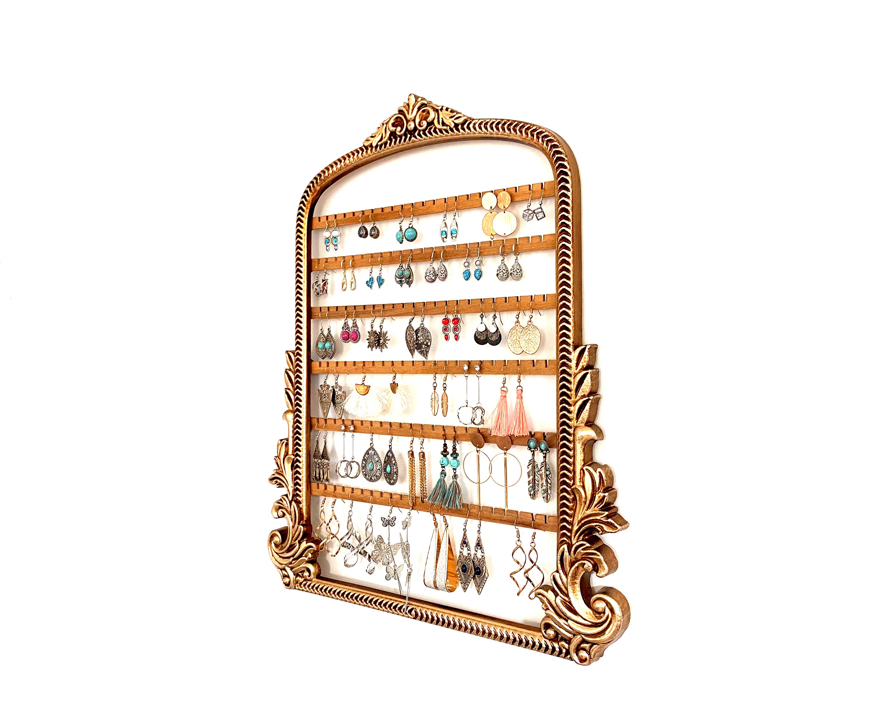 Large Ornate Earring Organizer, Wall Mount Jewelry Holder, Hanging ...