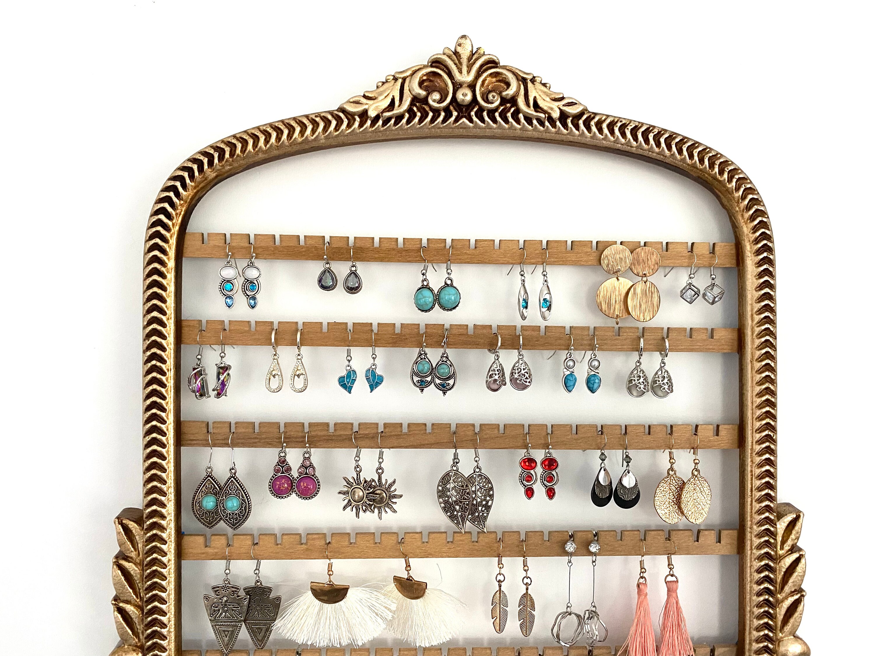 Large Ornate Earring Organizer, Wall Mount Jewelry Holder, Hanging ...