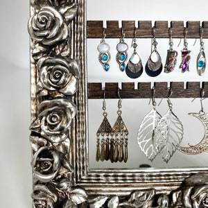 Silver Rose Frame Earring Holder, Tabletop Jewelry Organizer - Etsy
