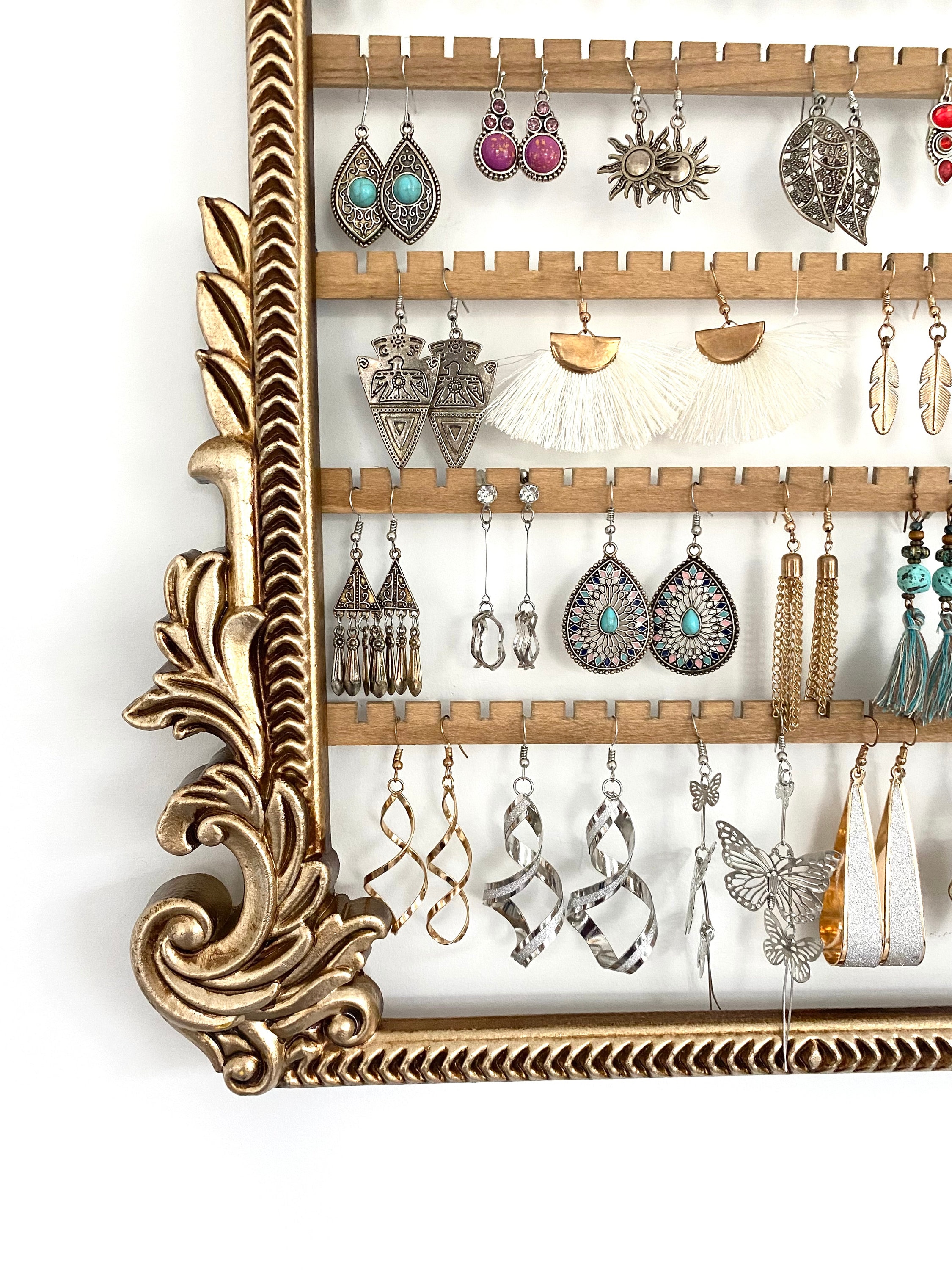 Large Ornate Earring Organizer, Wall Mount Jewelry Holder, Hanging ...