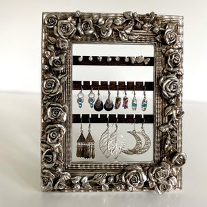 Free Standing Earring Holder, Silver Earring Organizer, Tabletop ...