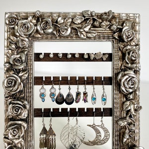Free Standing Earring Holder, Silver Earring Organizer, Tabletop ...
