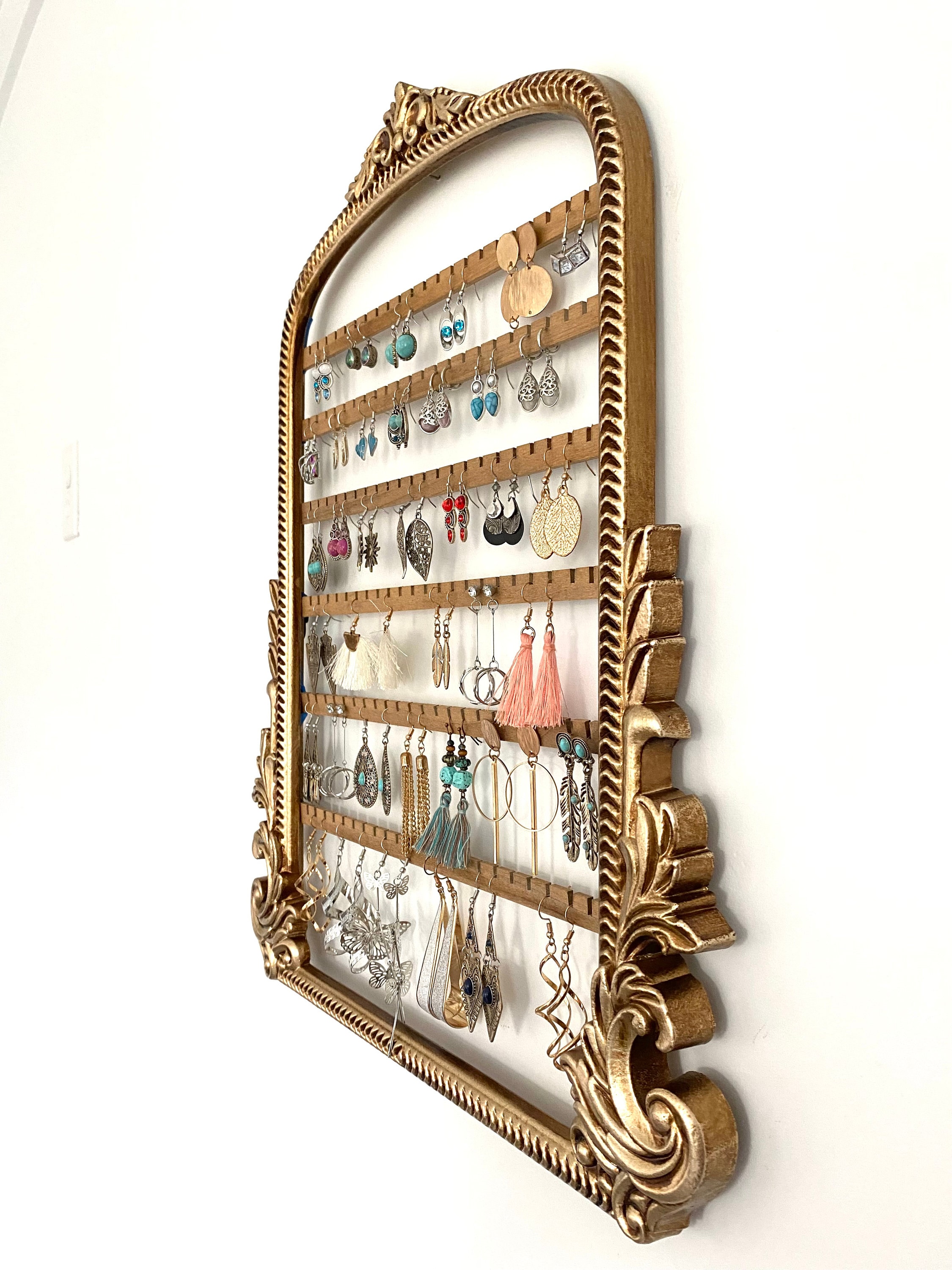 Large Ornate Earring Organizer, Wall Mount Jewelry Holder, Hanging ...