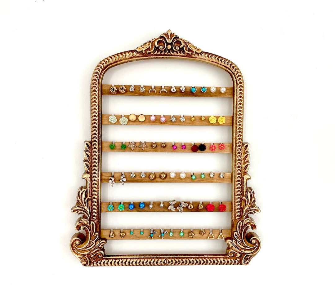 Ornate Earring Organizer, Wall Mount Jewelry Holder, Hanging Earring ...