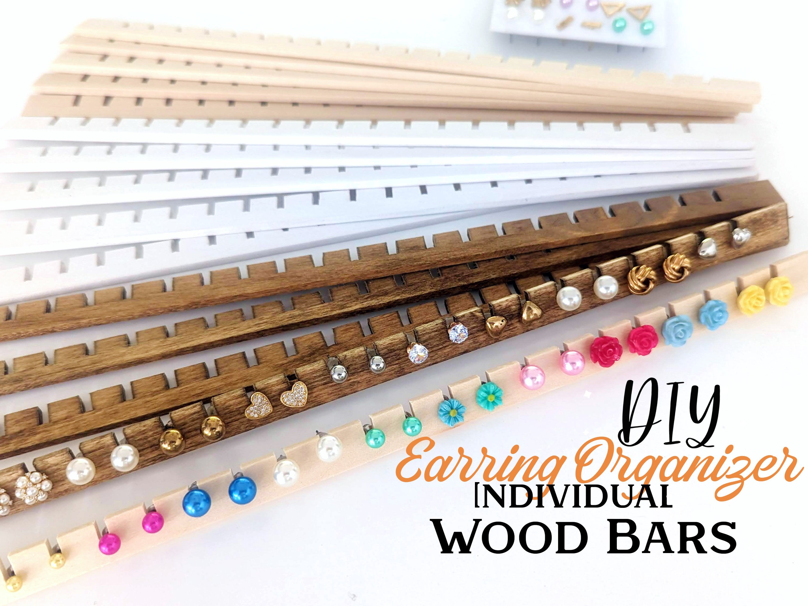 14" Custom Sized Wooden Earring Slats/ Hand Made Earring Holder Slat ...