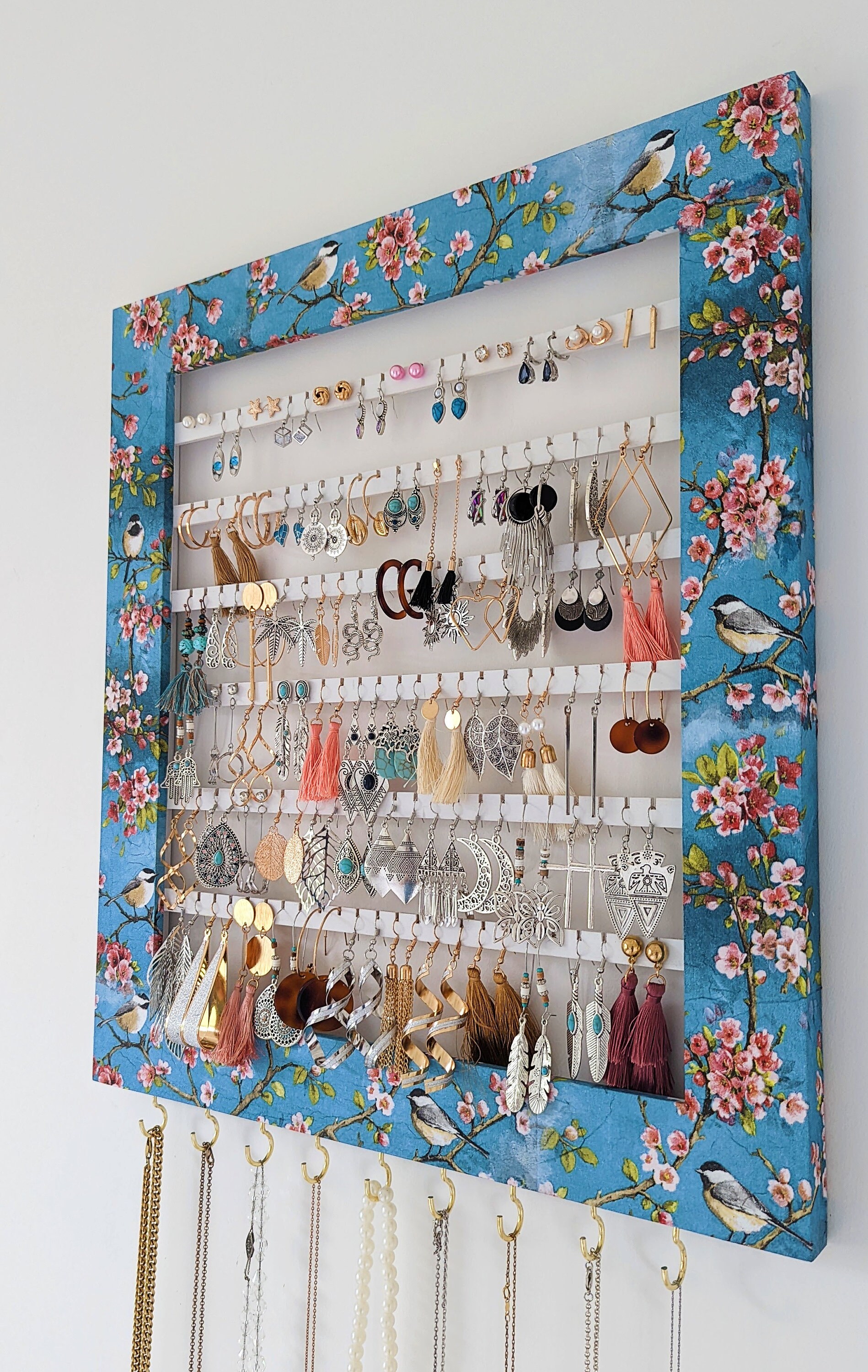 Wooden Jewelry Display/ Wall Mounted Earring Holder/ Earring - Etsy