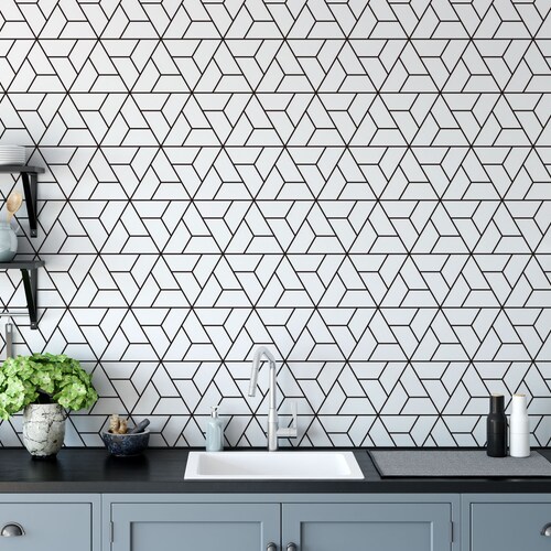 Geometric Removable Wallpaper. Bathroom Wallpaper. Modern | Etsy