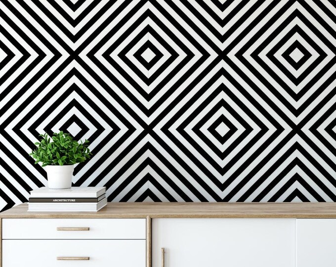 Geometric Wallpaper. Removable Wallpaper. Modern Wallpaper. - Etsy