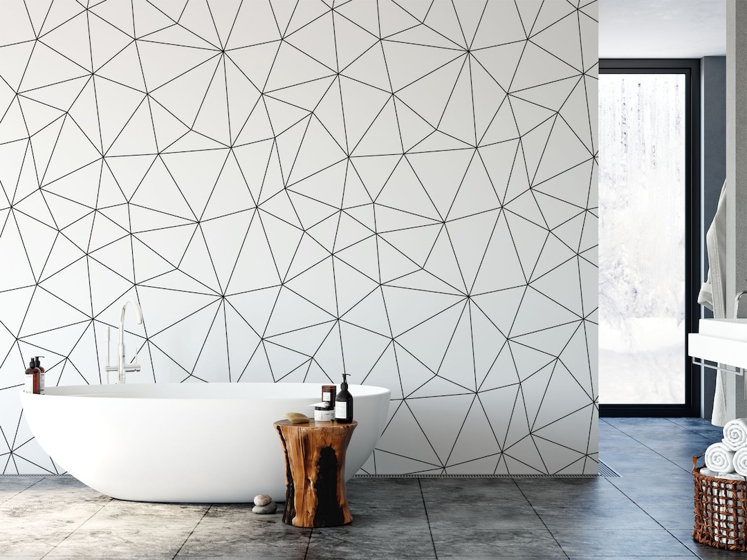 Geometric Removable Wallpaper. Bathroom Wallpaper. Modern Wallpaper ...