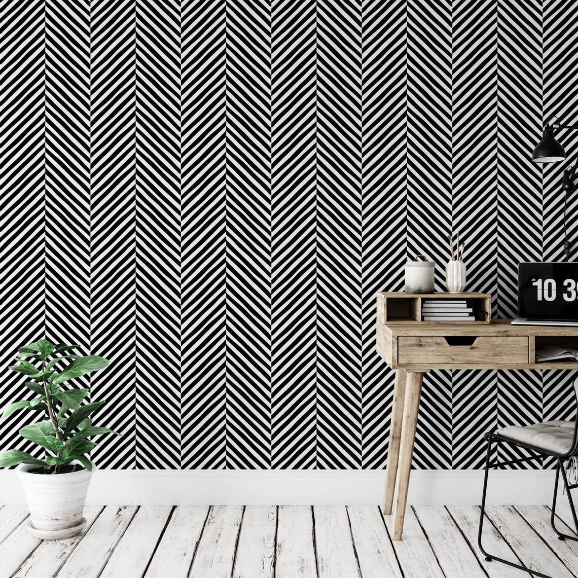 Chevron Pattern Wallpaper. Free Style Chevron Pattern. | Etsy