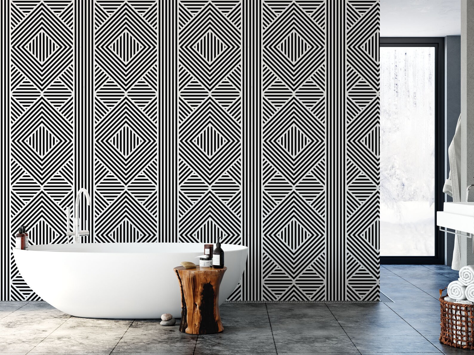 Geometric Wallpaper. Removable Wallpaper. Modern Wallpaper. | Etsy