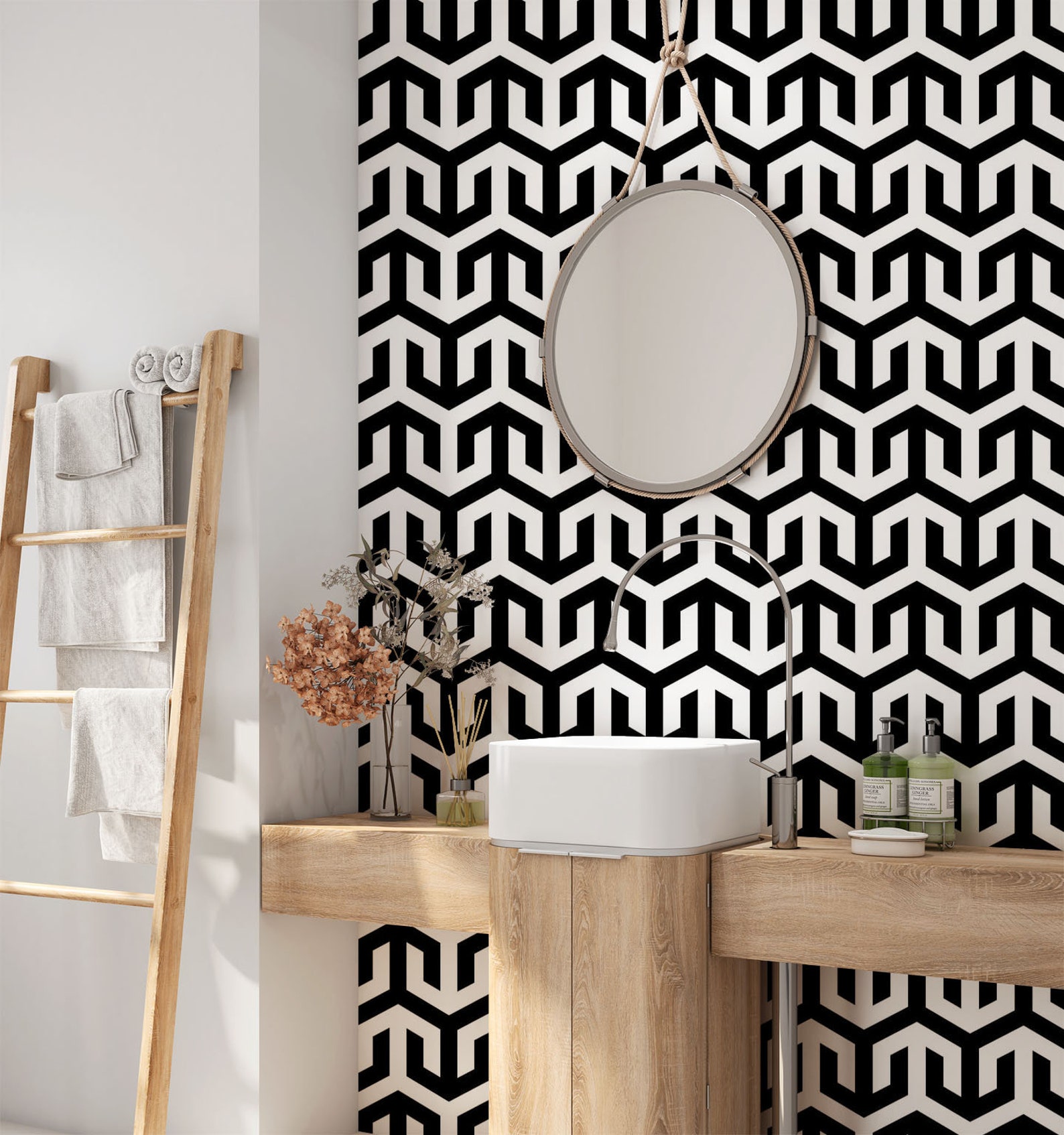 Geometric Wallpaper. Removable Wallpaper. Modern Wallpaper. | Etsy