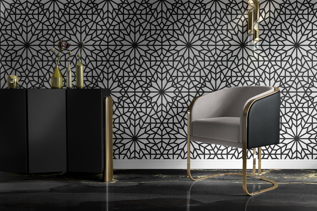 Geometric Wallpaper. Removable Wallpaper. Modern Wallpaper. Bathroom ...