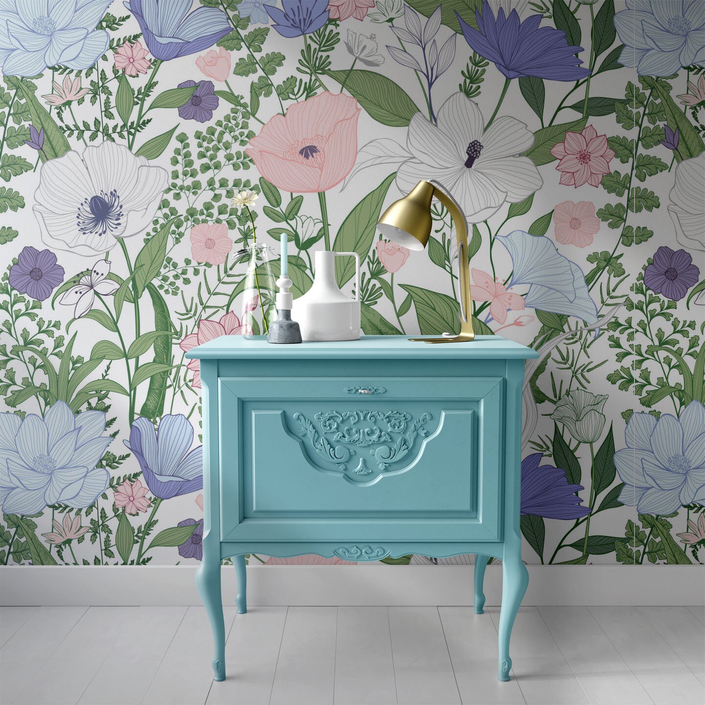 Flower Wallpaper. Self-adhesive Removable Wallpaper. Floral | Etsy