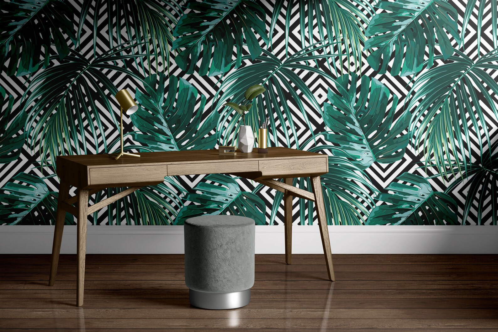 Tropical Removable Wallpaper. Palm Leaves Wallpaper. Modern | Etsy