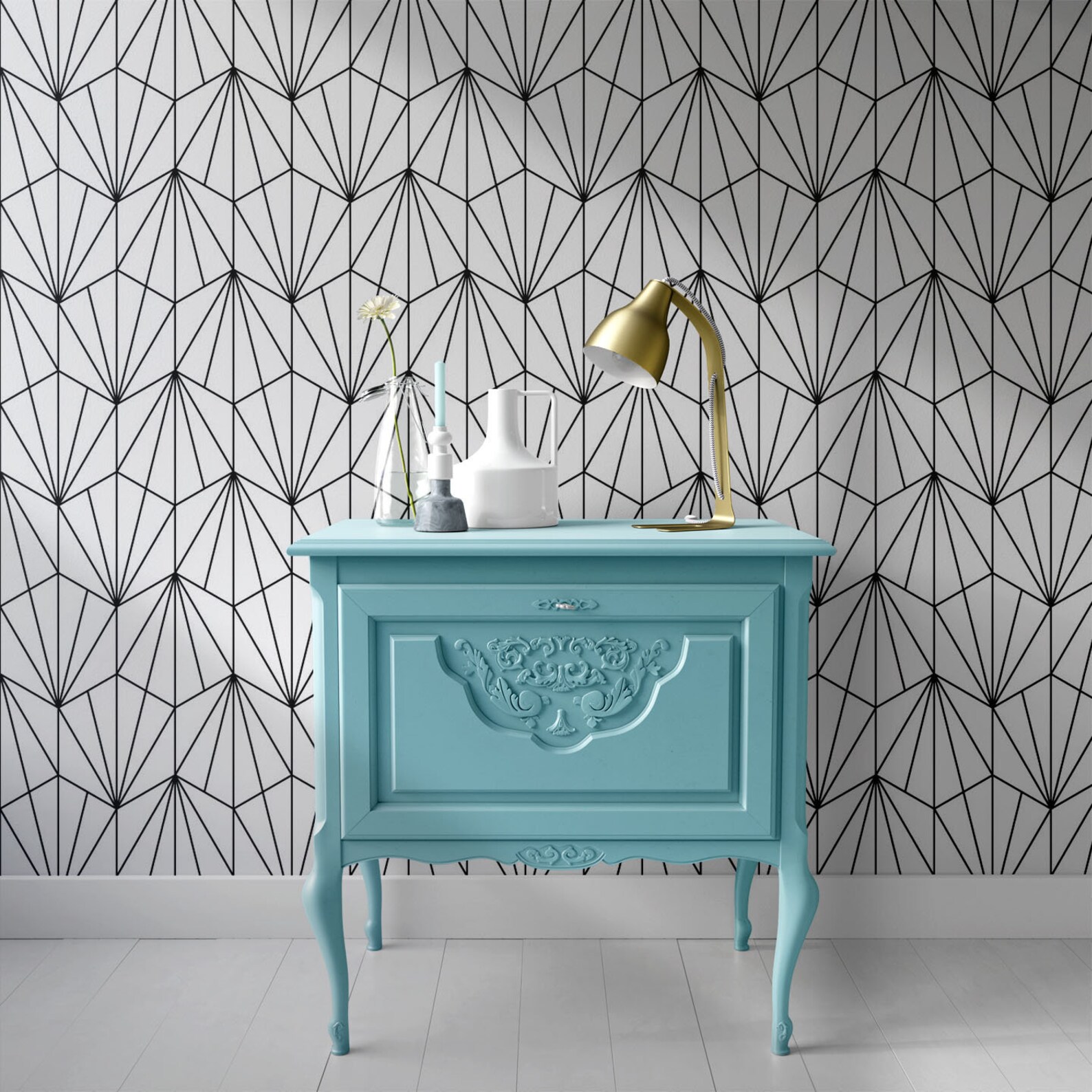 Art Deco Wallpaper Geometric Wallpaper. Removable Wallpaper. Modern ...