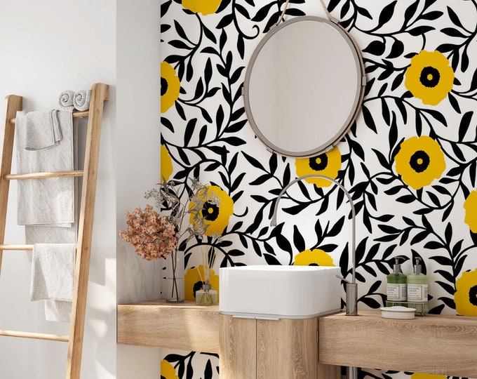 Flower Wallpaper. Self-adhesive Removable Wallpaper. Floral - Etsy