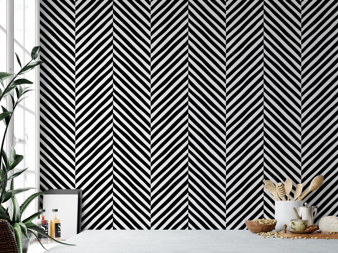Chevron Pattern Wallpaper. Free Style Chevron Pattern. - Etsy