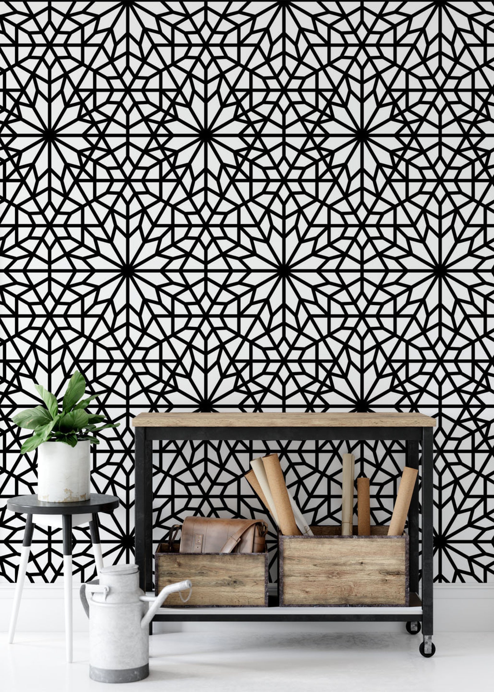 Geometric Wallpaper. Removable Wallpaper. Modern Wallpaper. - Etsy